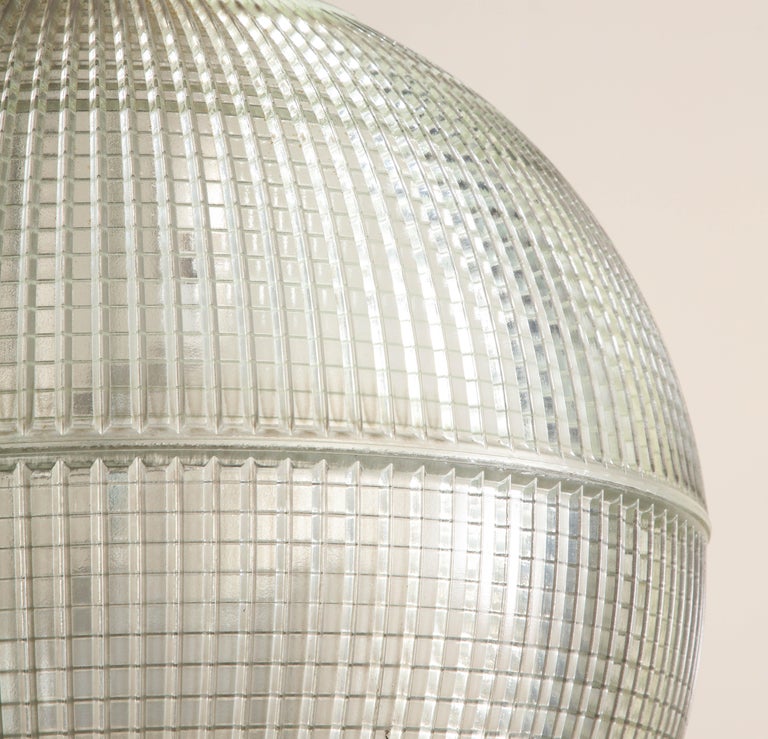 Pair of Oversize French Molded Glass Pendant Lights For Sale at 1stDibs