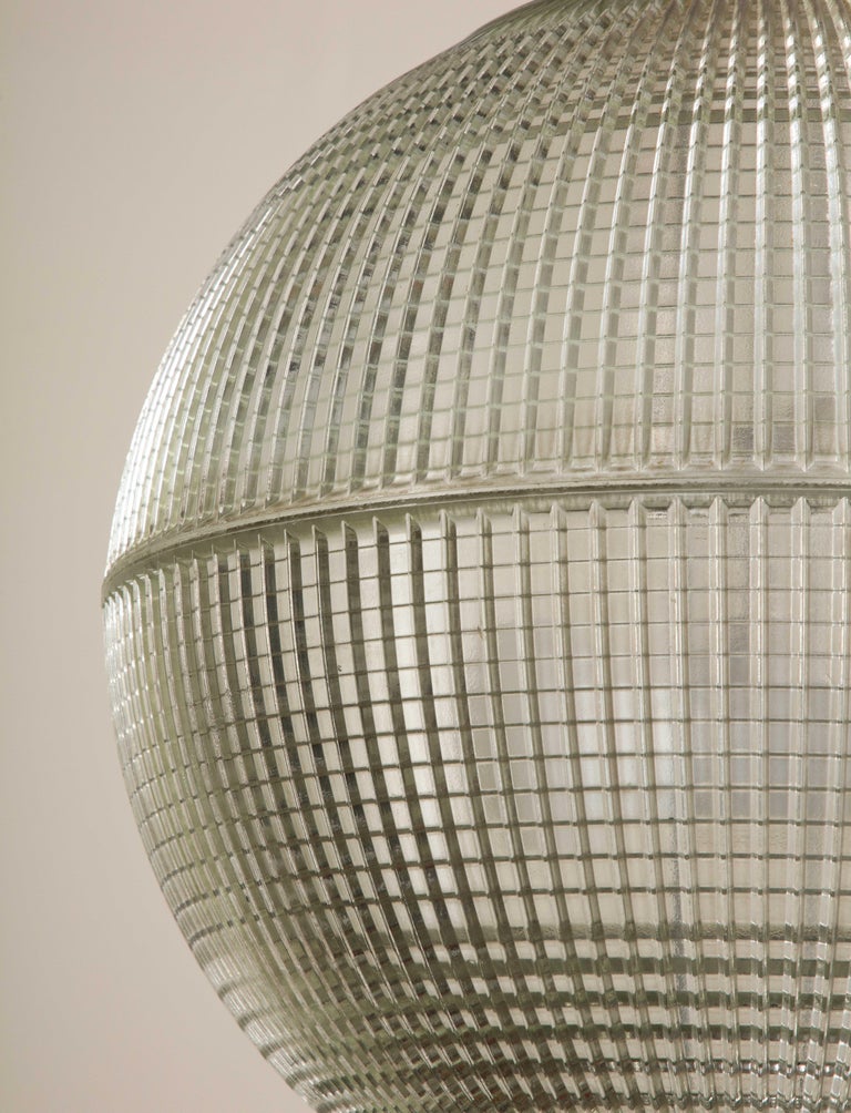 Pair of Oversize French Molded Glass Pendant Lights For Sale at 1stDibs