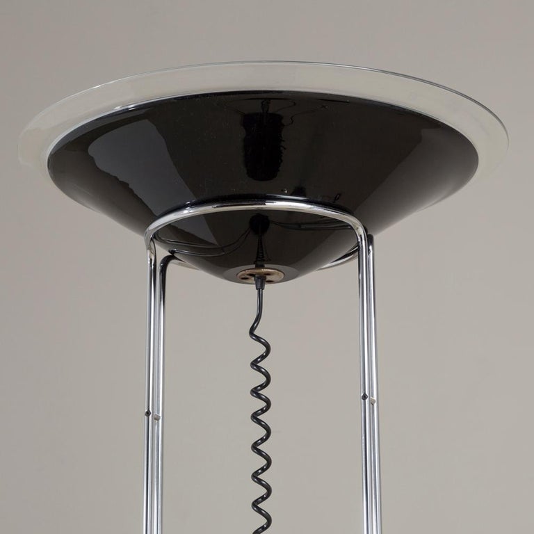 Pair of Chrome and Black Glass Uplighters 1960s For Sale at 1stDibs