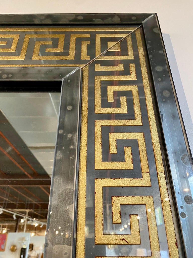 Pair of Oversized Églomisé Wall Mirrors with Greek Key Pattern For Sale ...