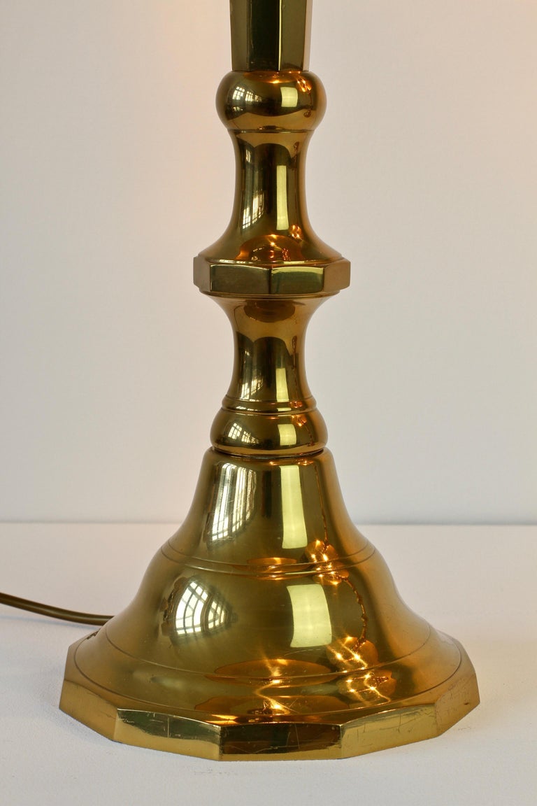 Pair of Large Oversized Vintage Midcentury Solid Cast Brass Table Lamps ...