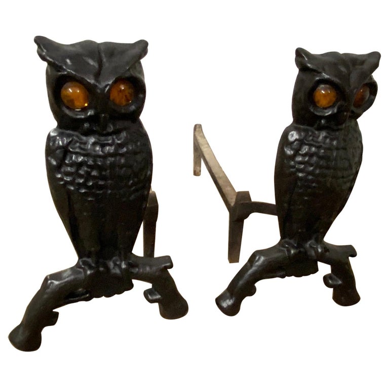 Pair of Owl Andirons at 1stDibs