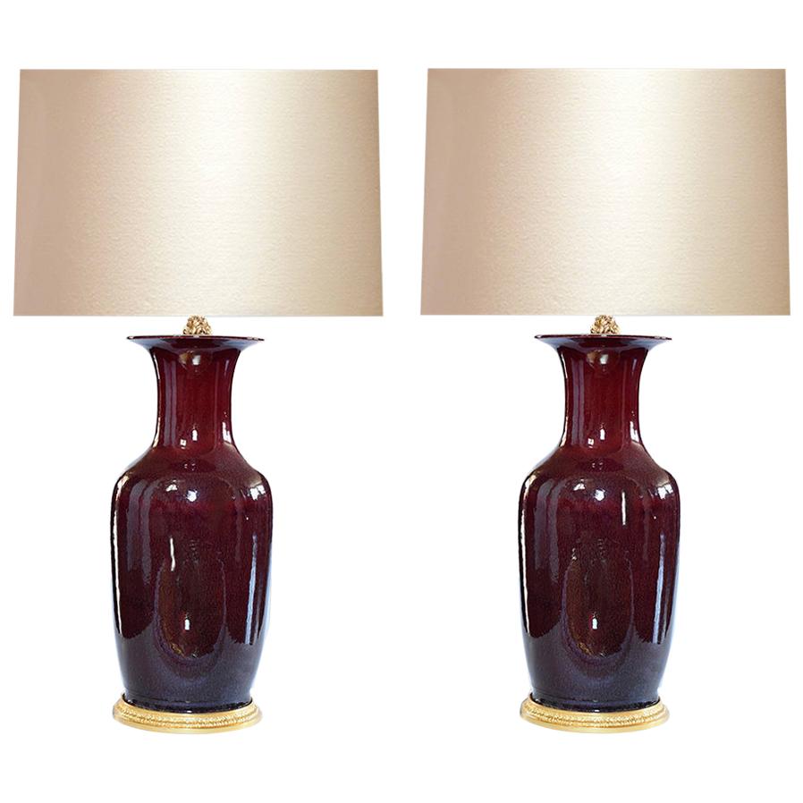 Exceptional Pair Chinese Oxblood Porcelain Lamps at 1stDibs