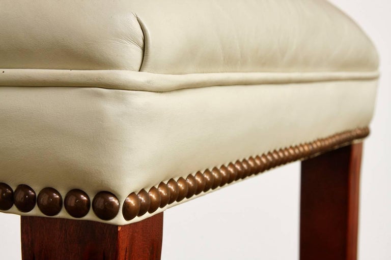 Pair of Oyster Leather High Back Bar Stools at 1stDibs