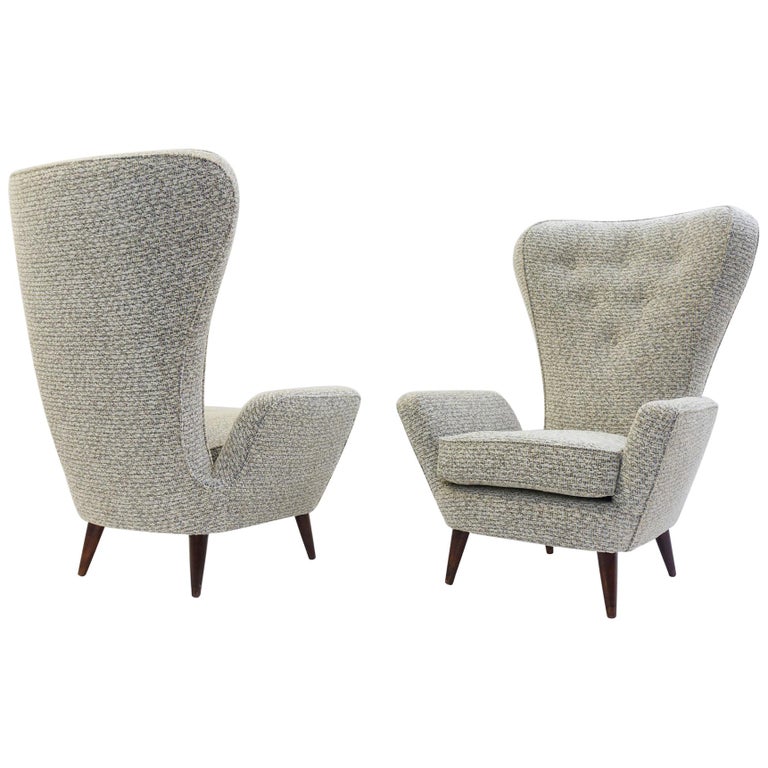 Pair of S. Madini Armchairs, New Upholstery from the Decortex Firenze Collection at 1stDibs