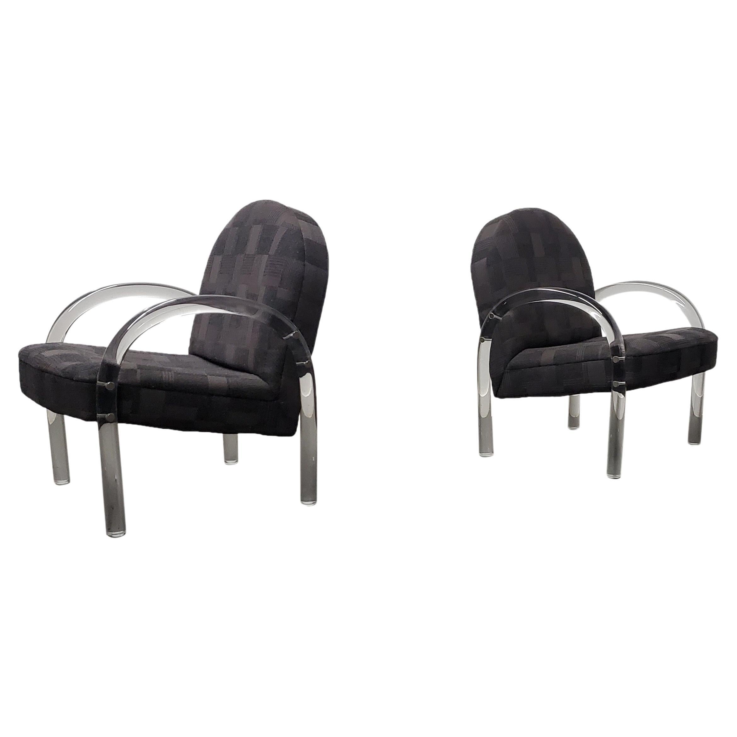 A pair of lucite and mohair arm chairs by Pace Collection For Sale at ...