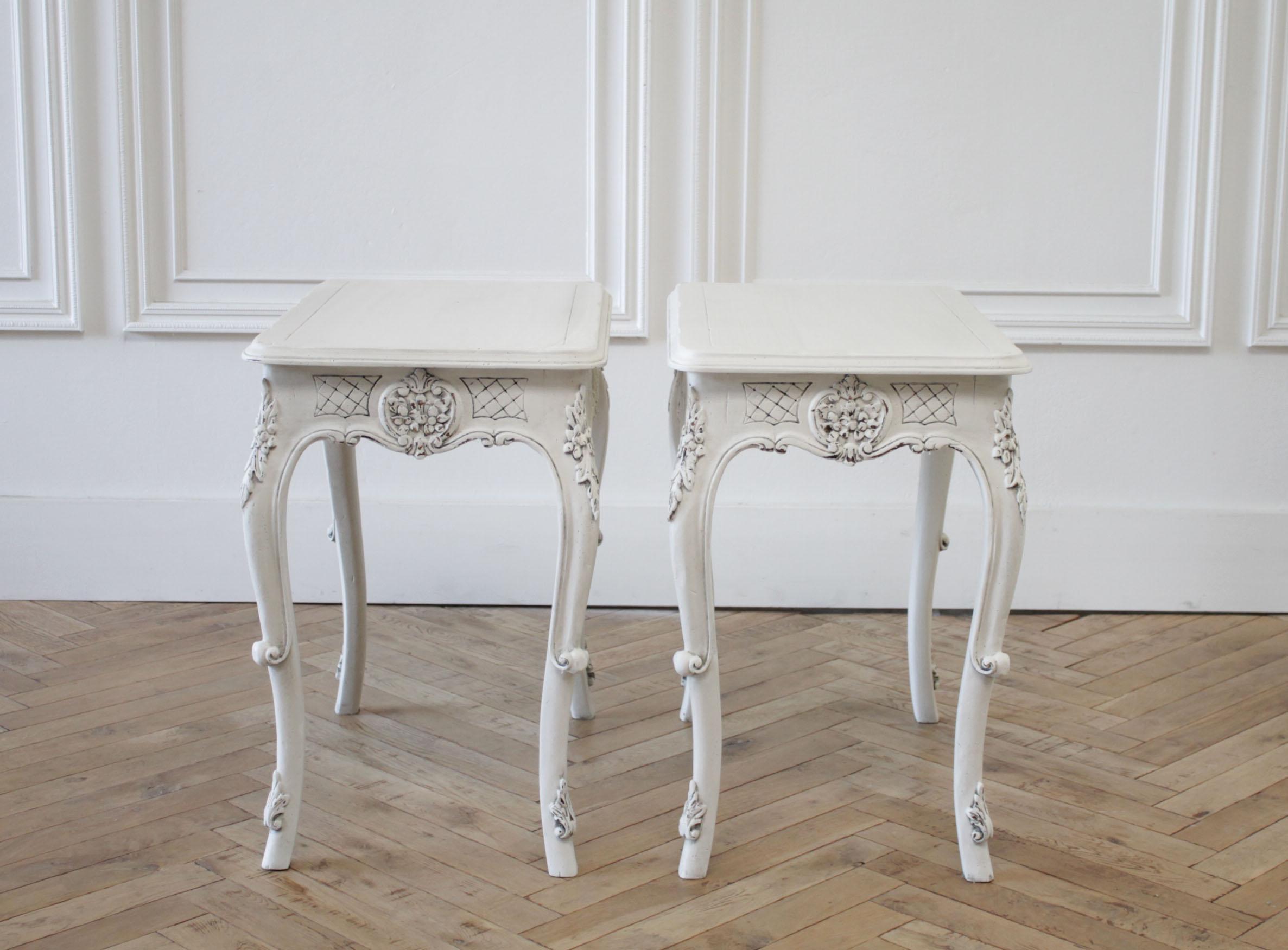 Pair of Painted and Carved French Country Side Tables at 1stDibs ...