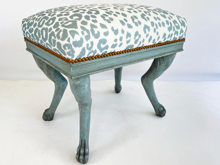 Pair of Painted Benches with Hock Legs and Paw Feet For Sale at 1stDibs