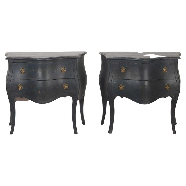 Pair of Painted Bombe Commodes at 1stDibs
