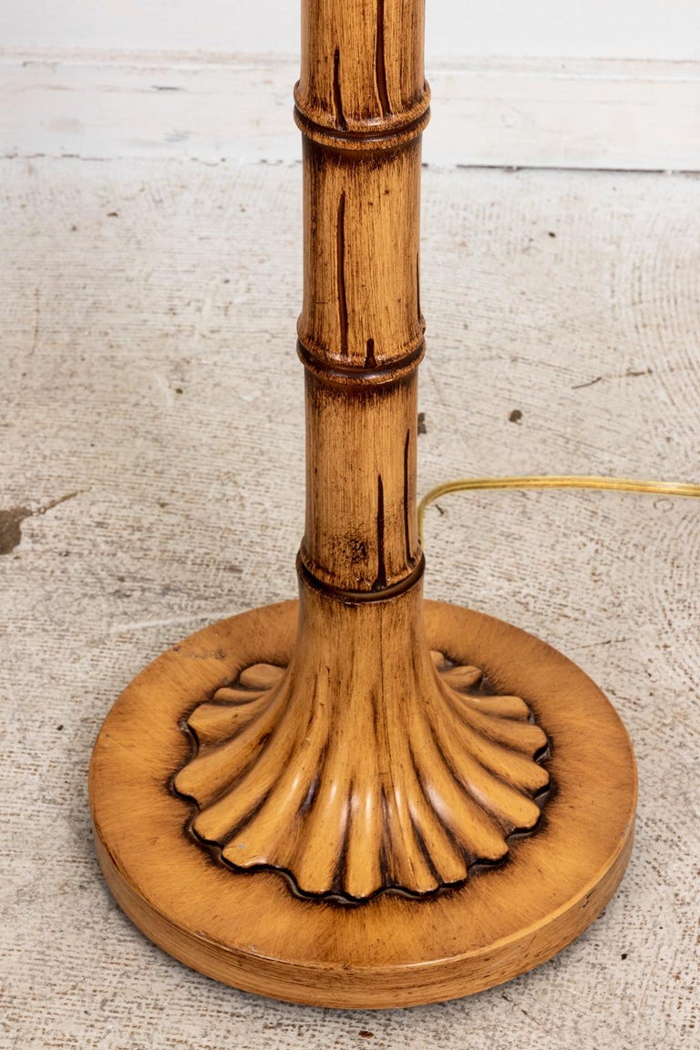 Pair of Painted Metal Faux Bamboo Floor Lamps For Sale at 1stDibs