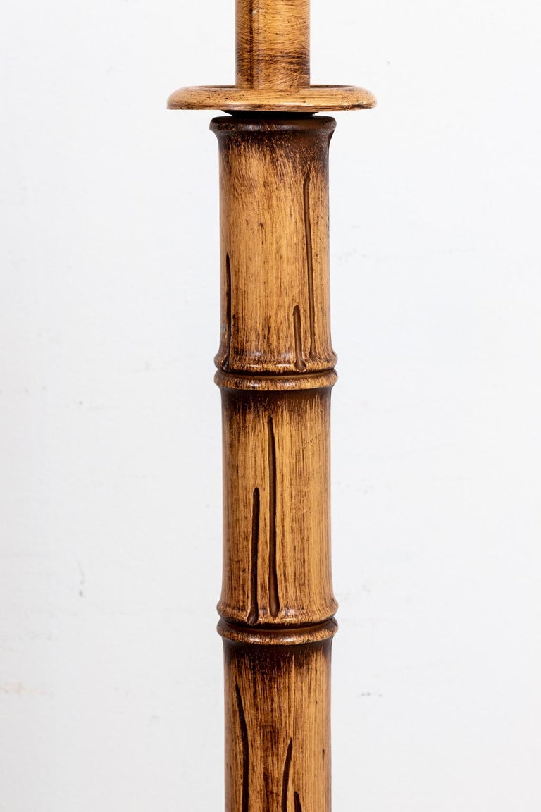 Pair of Painted Metal Faux Bamboo Floor Lamps For Sale at 1stDibs