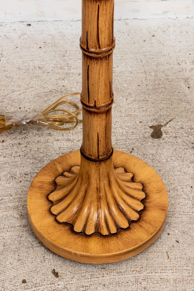 Pair of Painted Metal Faux Bamboo Floor Lamps For Sale at 1stDibs