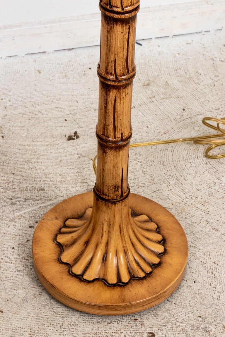 Pair of Painted Metal Faux Bamboo Floor Lamps For Sale at 1stDibs