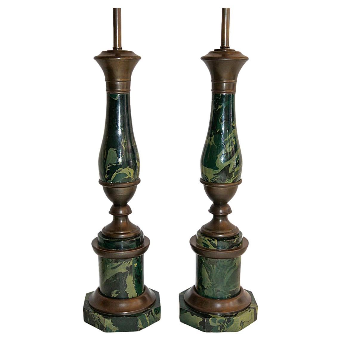 Pair of Scrolled Iron Metal Base Lamps at 1stDibs