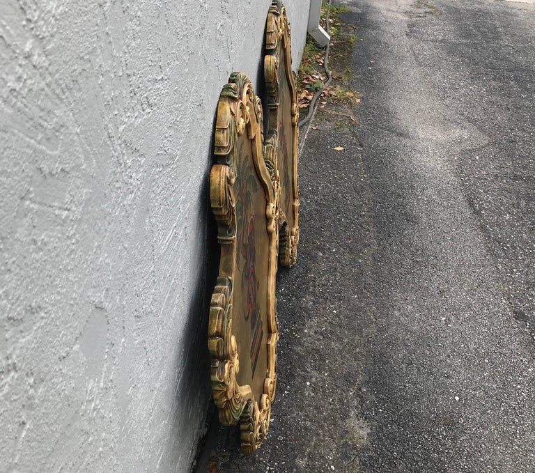 Pair of Painted Opposing Monkey and Palm Tree Wall Plaques For Sale at ...