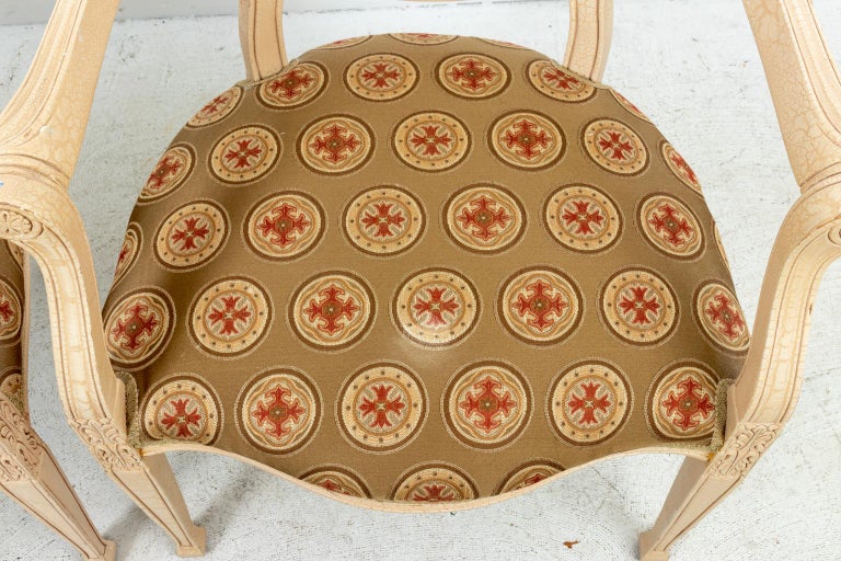 Pair of Painted Oval Pinwheel Back Armchairs For Sale at 1stDibs