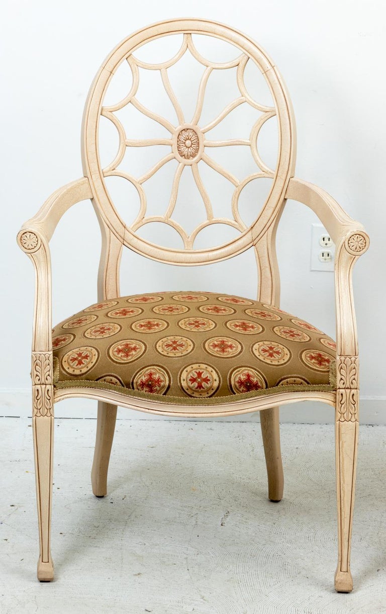 Pair of Painted Oval Pinwheel Back Armchairs For Sale at 1stDibs
