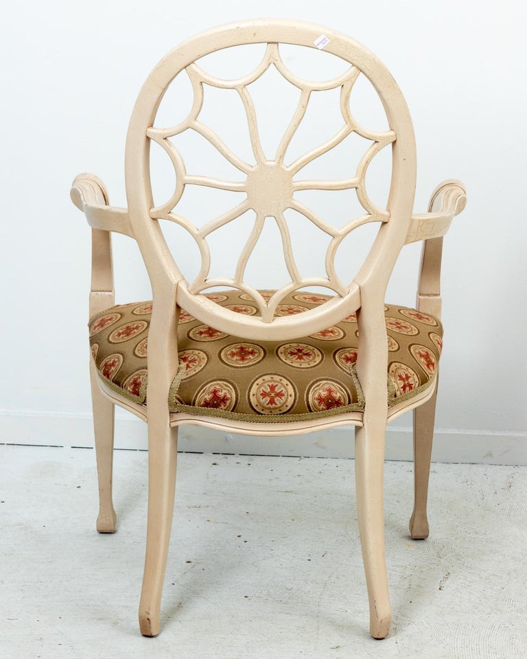 Pair of Painted Oval Pinwheel Back Armchairs For Sale at 1stDibs