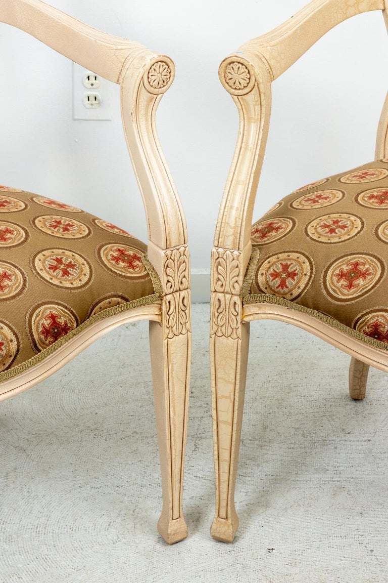 Pair of Painted Oval Pinwheel Back Armchairs For Sale at 1stDibs