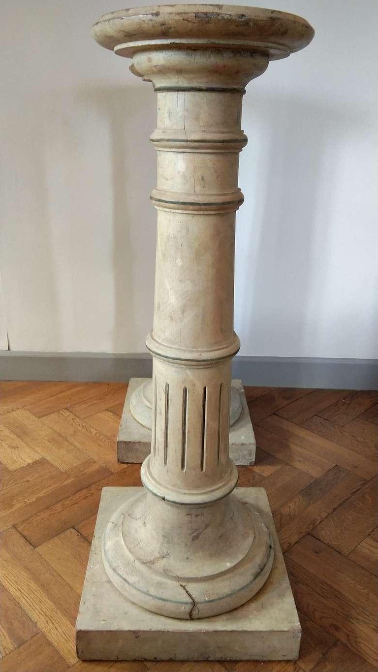 Pair of Painted Pine Columns Pedestals from France, circa 1820 For Sale ...