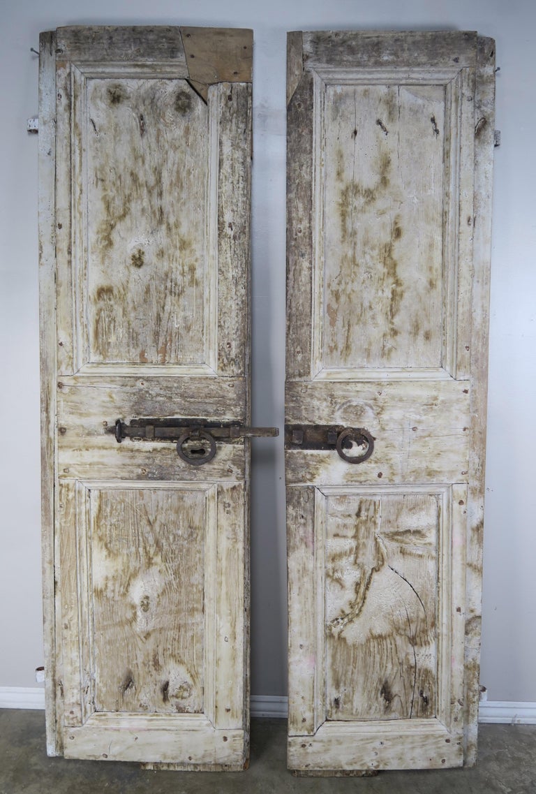 Pair of Painted Swedish Doors with Original Iron Hardware at 1stDibs