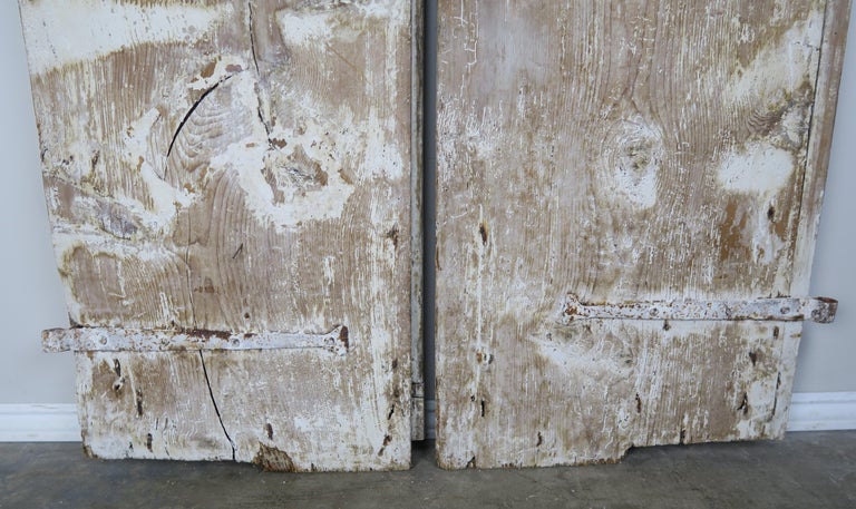 Pair of Painted Swedish Doors with Original Iron Hardware at 1stDibs