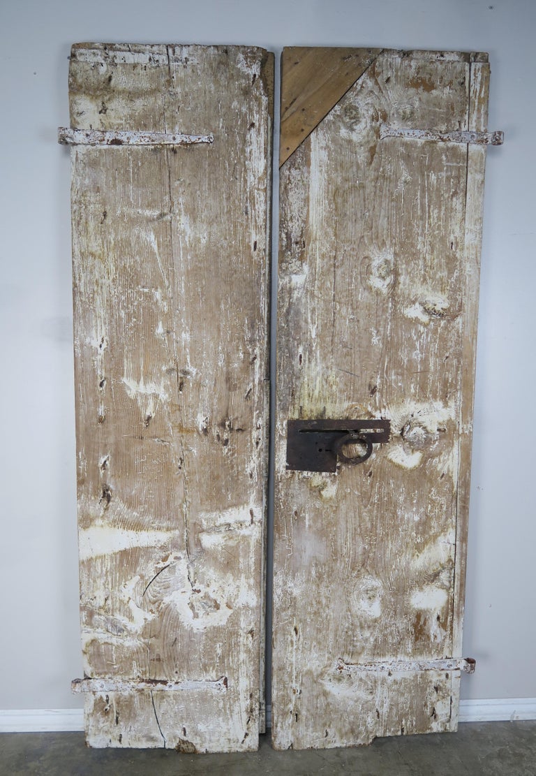 Pair of Painted Swedish Doors with Original Iron Hardware at 1stDibs