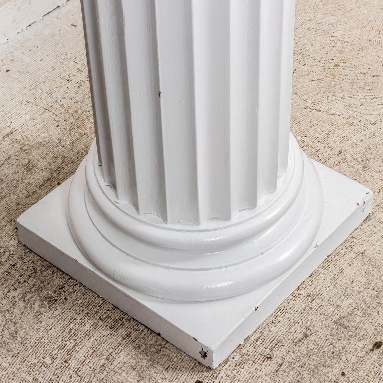 Pair of Painted White Columnar Wood Pedestals For Sale at 1stDibs