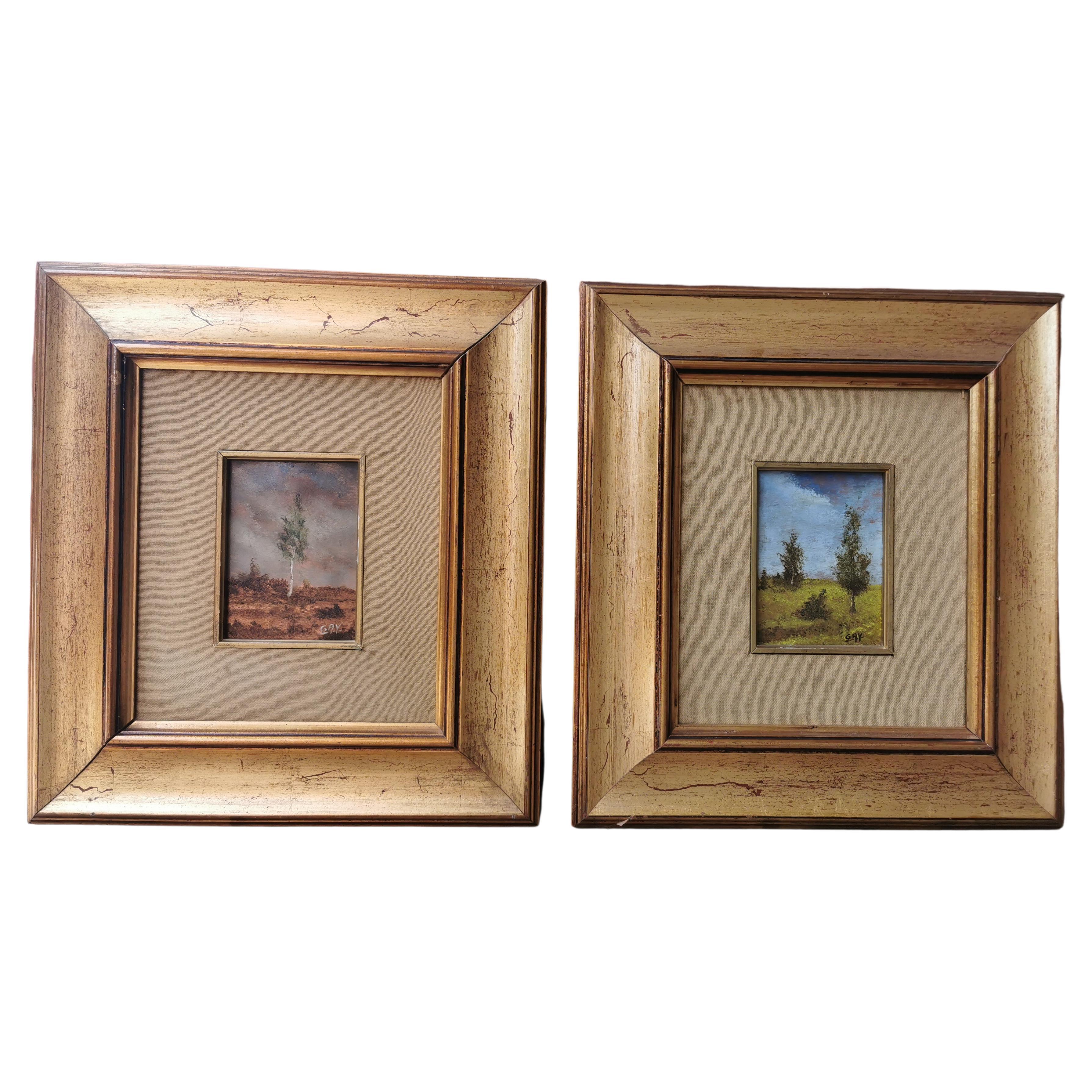 Pair of Paintings Landscape oil on copper XX.century at 1stDibs