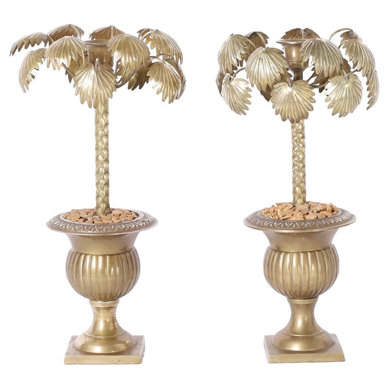 Pair of Palm Tree Candle Stands For Sale at 1stDibs