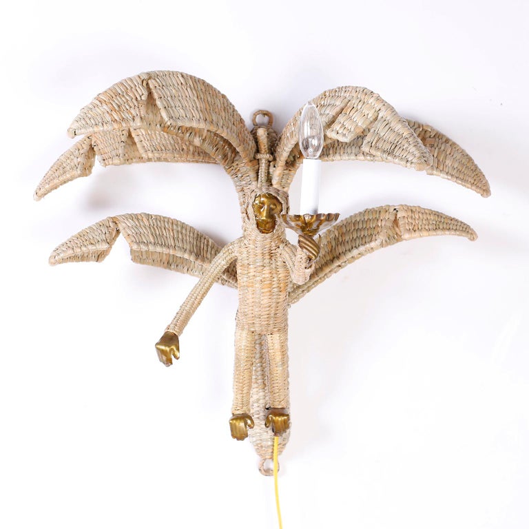 Pair of Palm Tree and Monkey Wall Sconces at 1stDibs