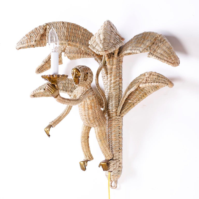 Pair of Palm Tree and Monkey Wall Sconces at 1stDibs