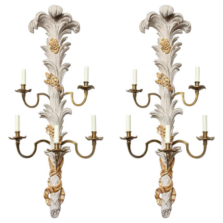 The Annabella Sconces by David Duncan, Parcel-Gilt Five Arm Wall Lights ...