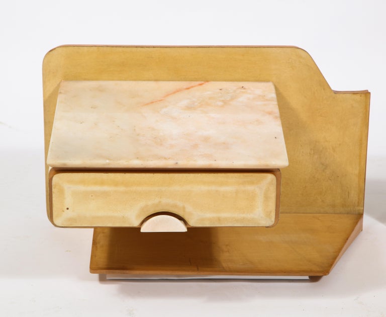 Pair of Parchment and Marble Floating Nightstands, Italy, 1960's For ...