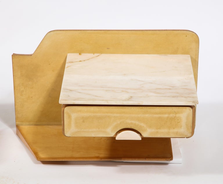 Pair of Parchment and Marble Floating Nightstands, Italy, 1960's For ...