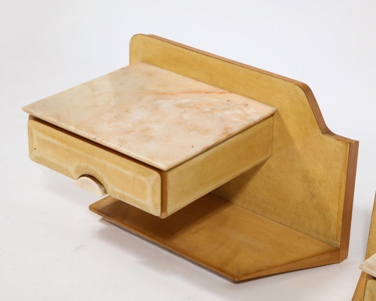 Pair of Parchment and Marble Floating Nightstands, Italy, 1960's For ...