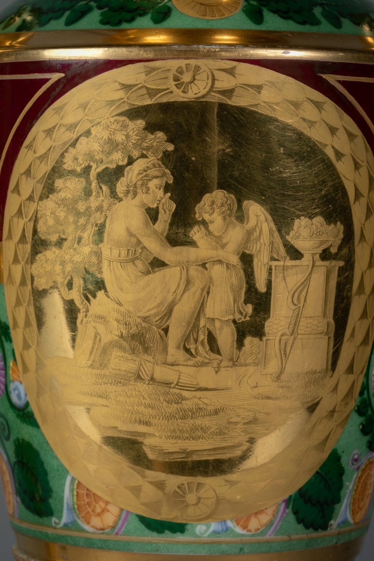 Pair of Paris Porcelain Two-Handled Empire Vases, circa 1810 For Sale ...