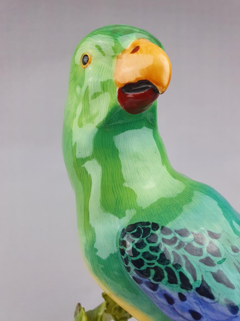 Meissen Pair of Parrots Stunning Colours Yellow Blue Green For Sale at ...