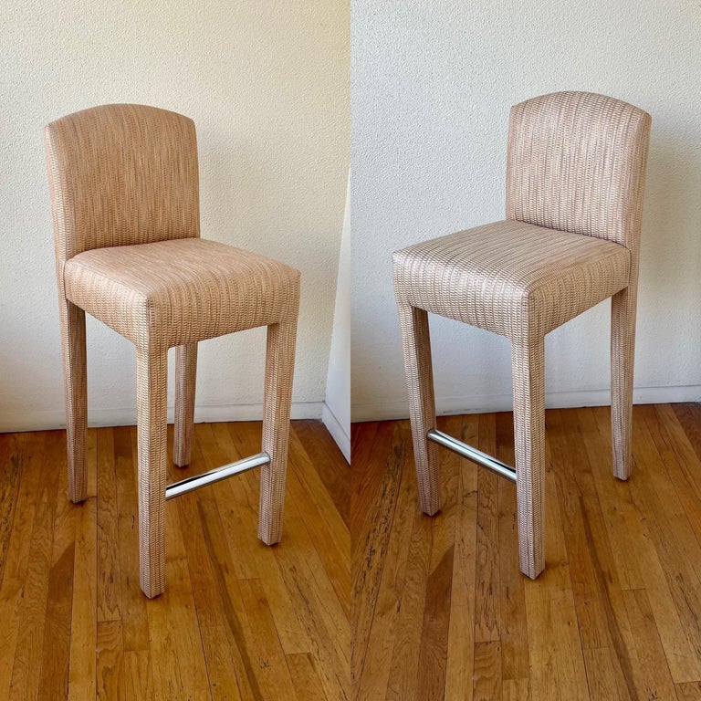 Pair of Parsons Stools Postmodern Upholstered at 1stDibs