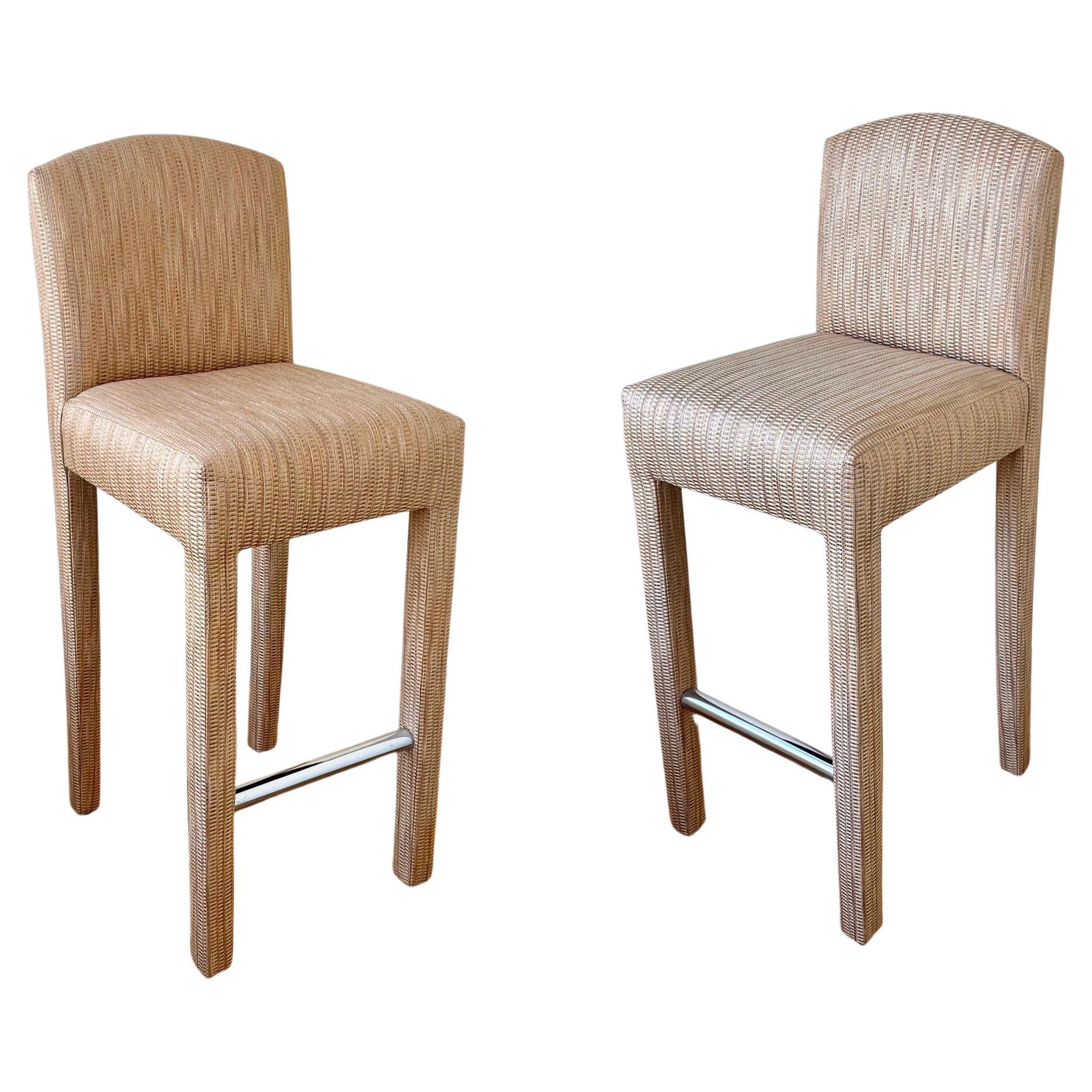 Pair of Velvet Upholstered Stools For Sale at 1stDibs