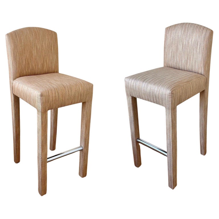 Pair of Parsons Stools Postmodern Upholstered at 1stDibs