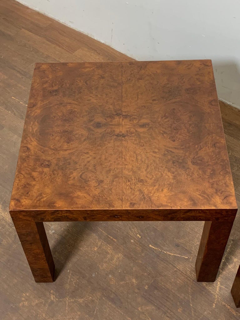 Pair of Parsons Style Burl Wood Side Tables, Circa 1960s For Sale at ...