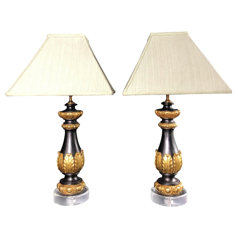 Pair of Baluster Form Lamps Iron and Gilt Bronze For Sale at 1stDibs