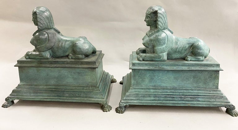 Pair of Patinated Bronze Egyptian Revival Sphinx, circa 1900 For Sale ...