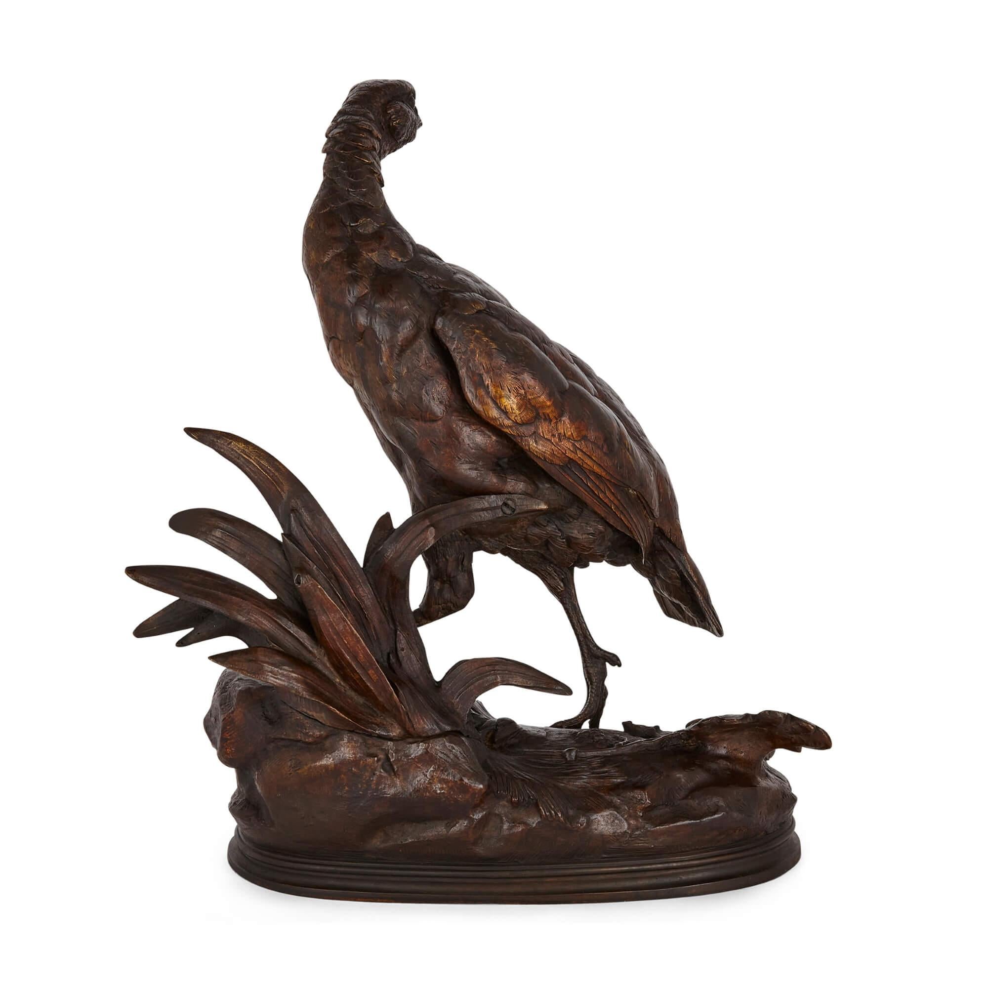 Pair of Patinated Bronze Partridge Sculptures by Jules Moigniez For ...