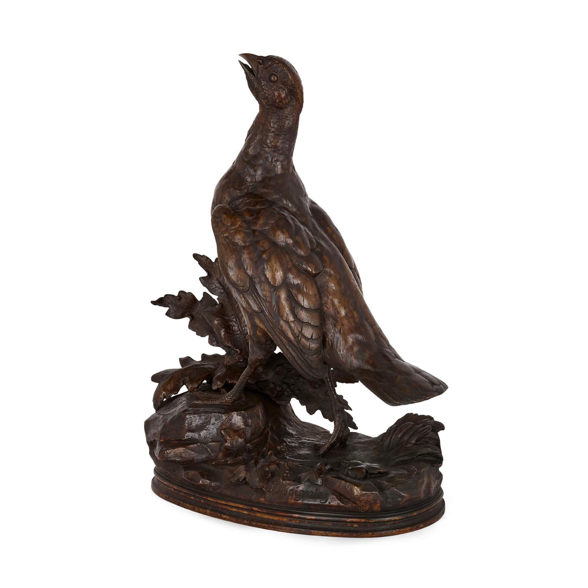 Pair of Patinated Bronze Partridge Sculptures by Jules Moigniez For ...