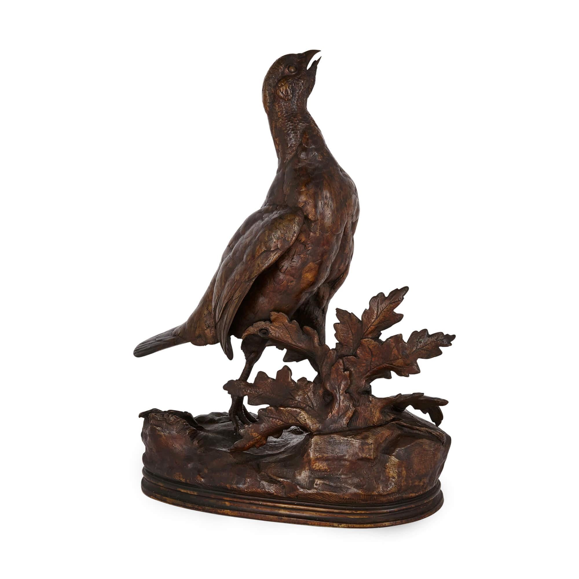 Pair of Patinated Bronze Partridge Sculptures by Jules Moigniez For ...
