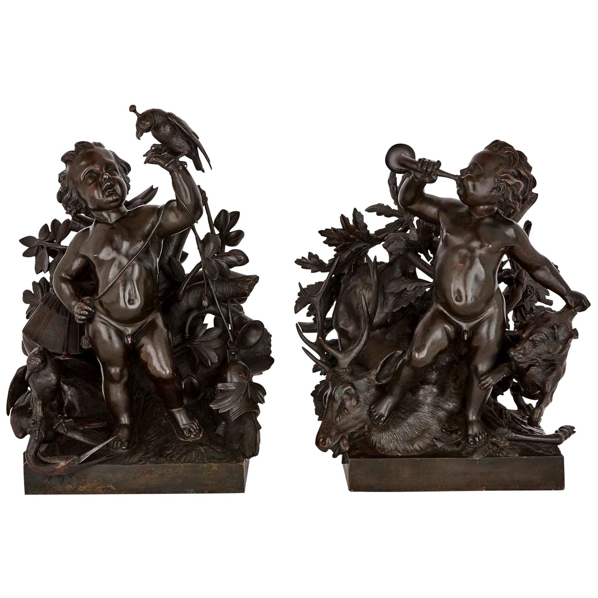 Pair of Antique Patinated Bronze Busts of Othello and Desdemona by ...