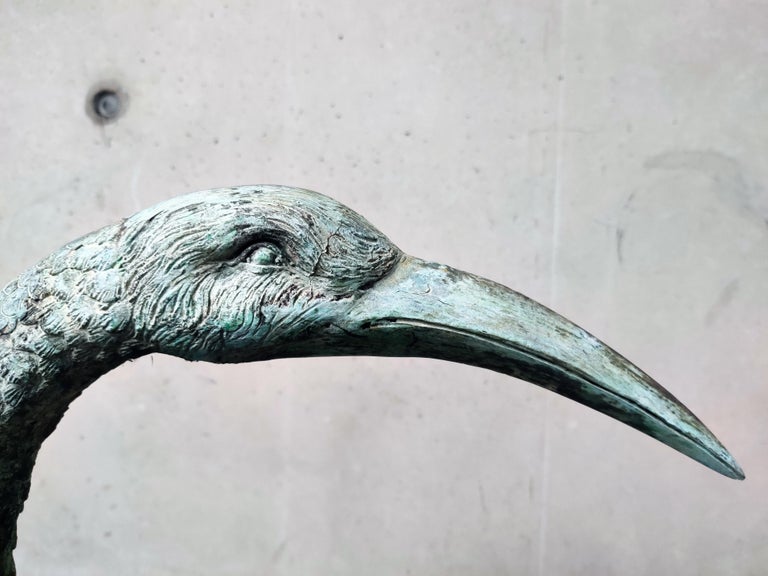 Pair of Patinated Bronze Extra Large Crane Bird Statues, 1970s at ...