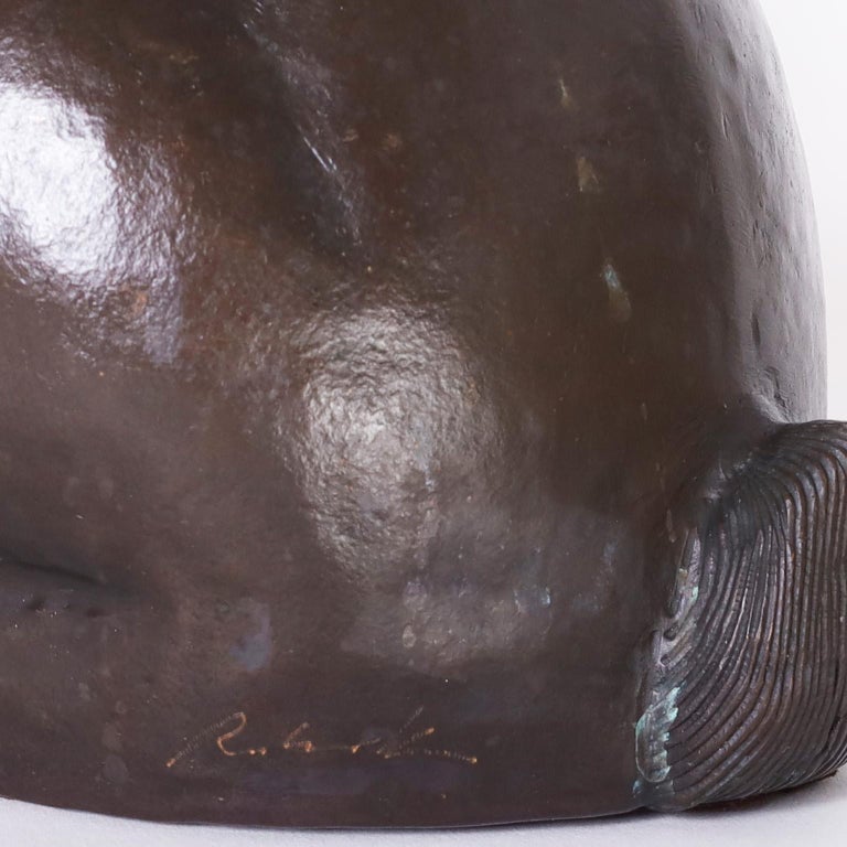 Pair of Patinated Copper Rabbit Sculptures at 1stDibs